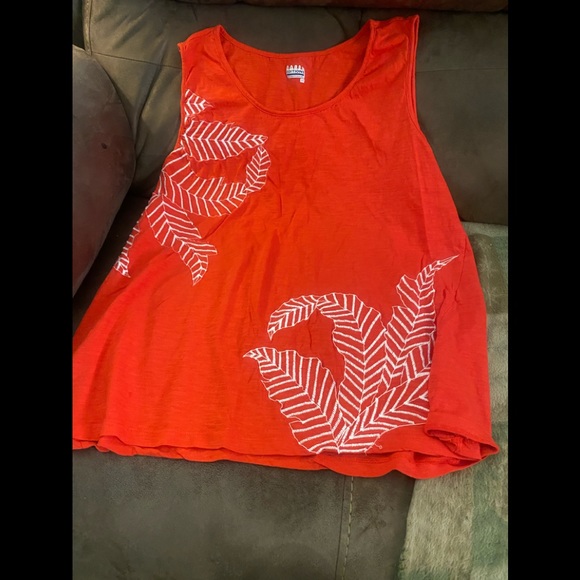 Basic Editions | Tops | Orange Printed Tank | Poshmark